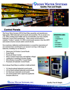 Certified UL 508 Control Panels - Ozone Water Systems